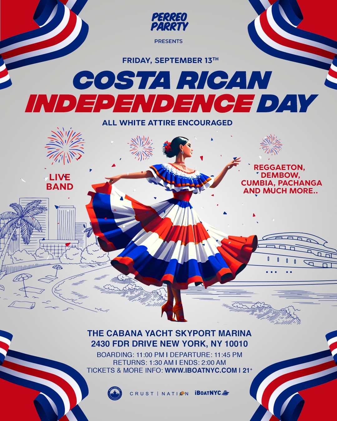 COSTA RICA INDEPENDENCE Boat Party Yacht Cruise NYC Tickets - Demo Site